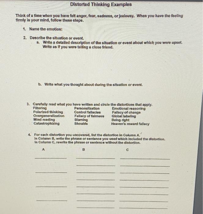 Solved 15 Styles of Distorted Thinking 1. Filtering: You | Chegg.com