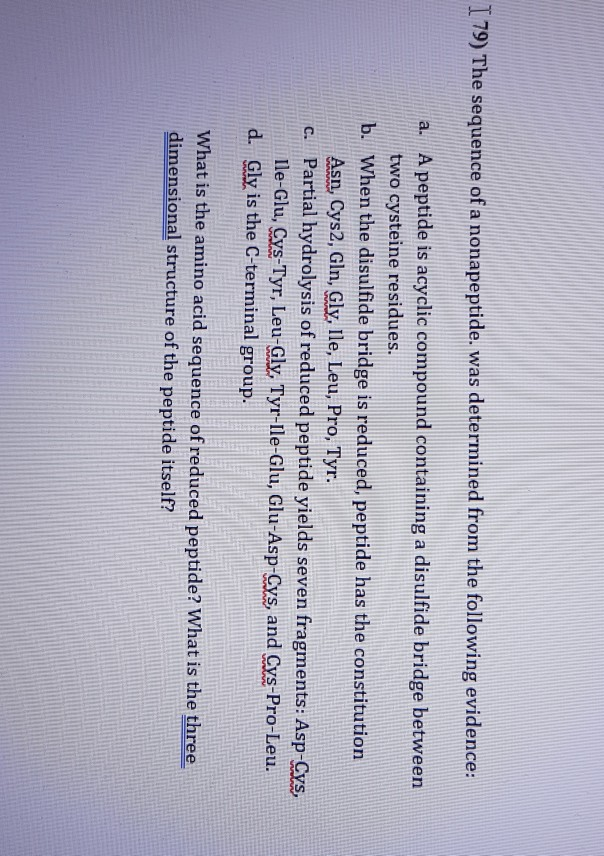 Solved I 79) The sequence of a nonapeptide was determined | Chegg.com