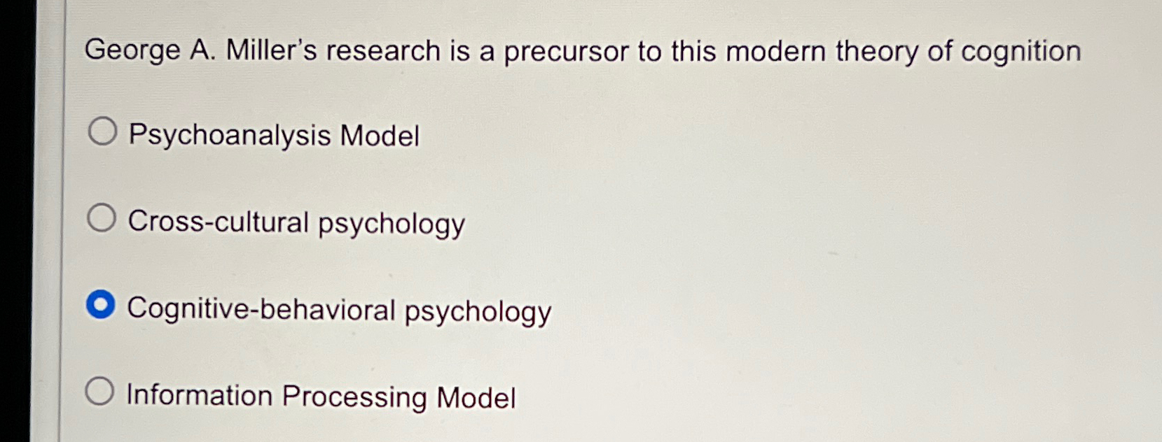 Solved George A. ﻿Miller's research is a precursor to this | Chegg.com