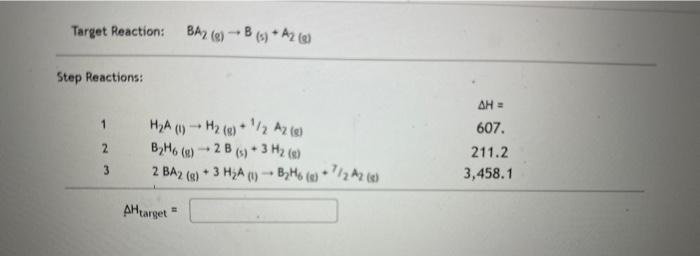 Solved Target Reaction: BA2(e)→B(s)+A2( s) | Chegg.com