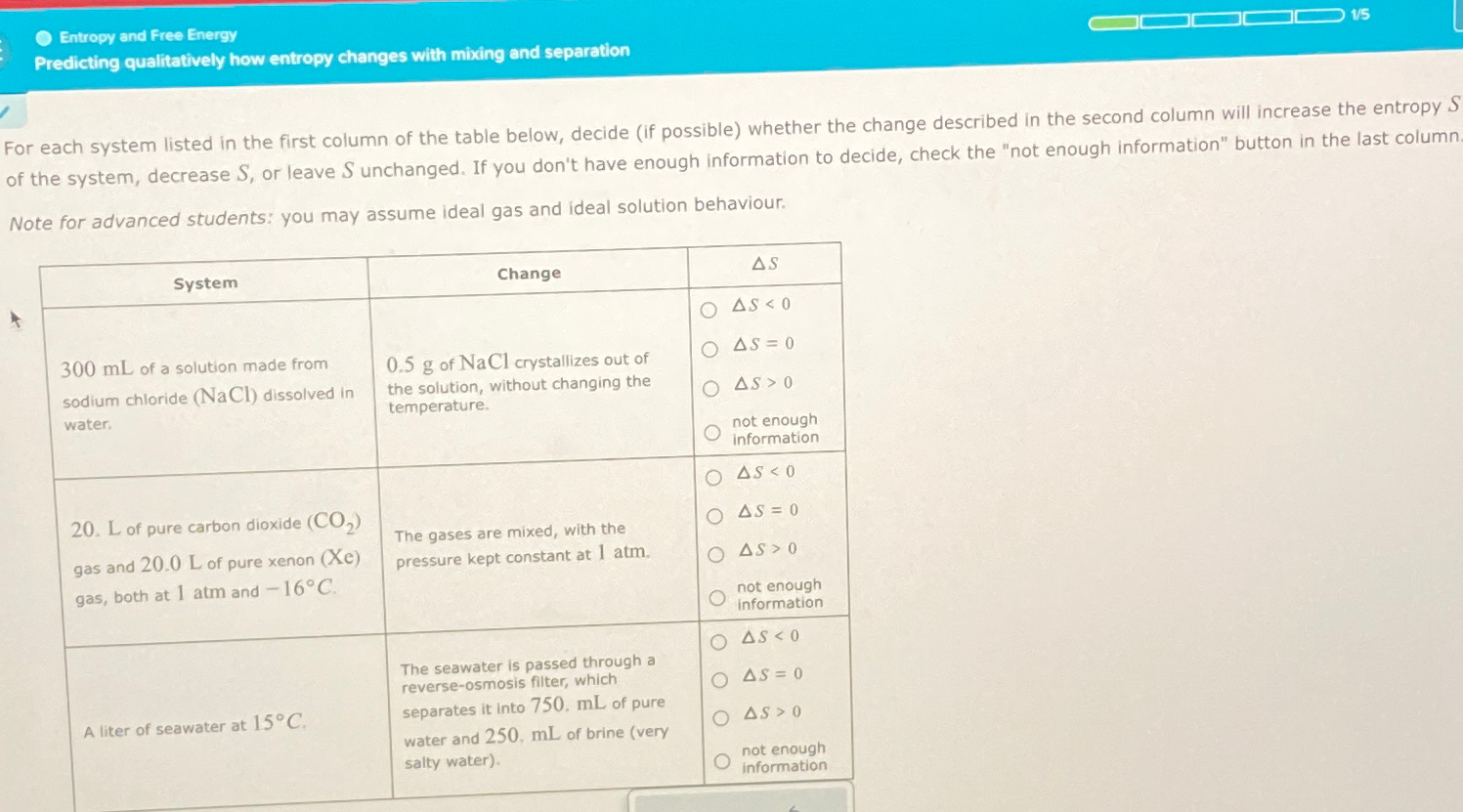 Solved Entropy and Free Energy15Predicting qualitatively how | Chegg.com