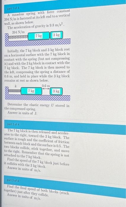 Solved Initially, the 7 kg block and 3 kg block rest on a | Chegg.com