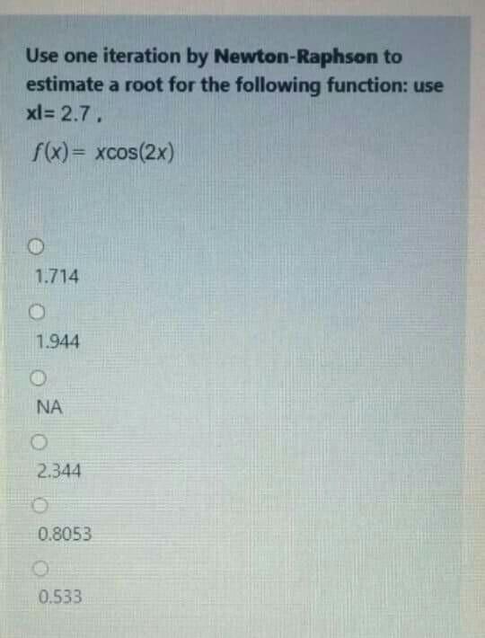 Solved Use one iteration by Newton-Raphson to estimate a | Chegg.com