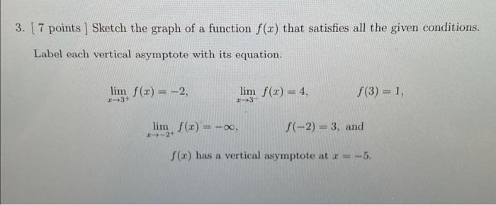 Solved 3. [ 7 points ] Sketch the graph of a function f(x) | Chegg.com