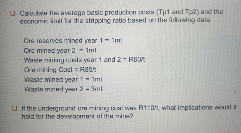 Solved Calculate the average basic production costs ( Tp1 | Chegg.com