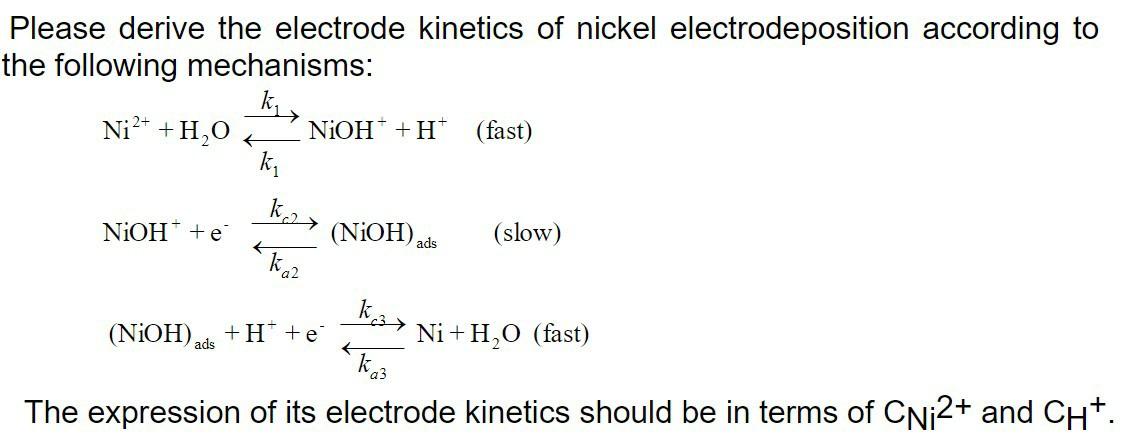 Solved Please derive the electrode kinetics of nickel | Chegg.com