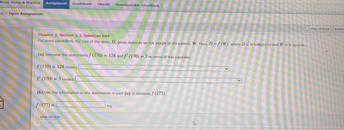 Solved Read Study Practice Assignment Gradebook ORION | Chegg.com