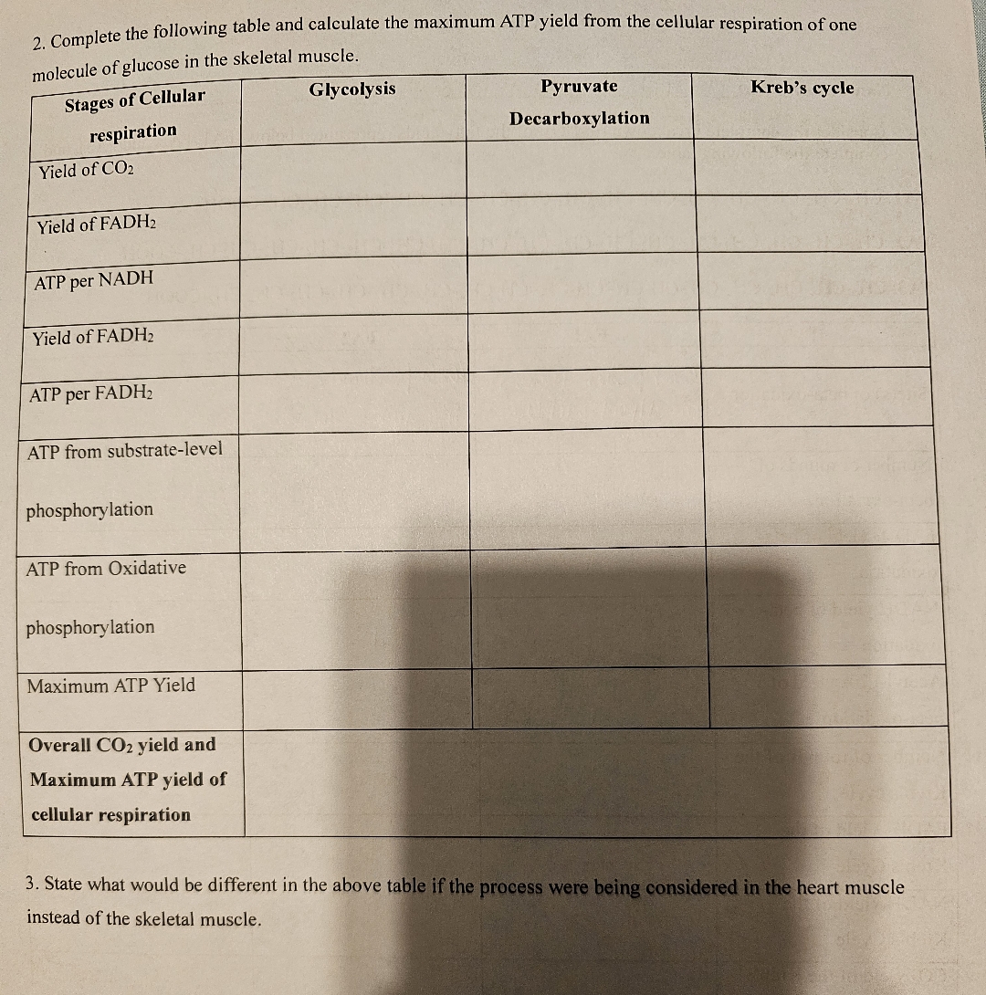 Solved Complete the following table and calculate the | Chegg.com
