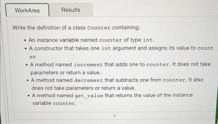 Solved Write the definition of a class Counter containing: - | Chegg.com