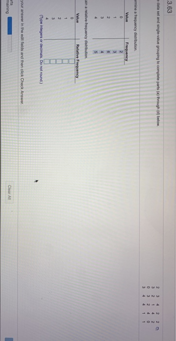 Solved -3.63 data set and single-value grouping to complete | Chegg.com