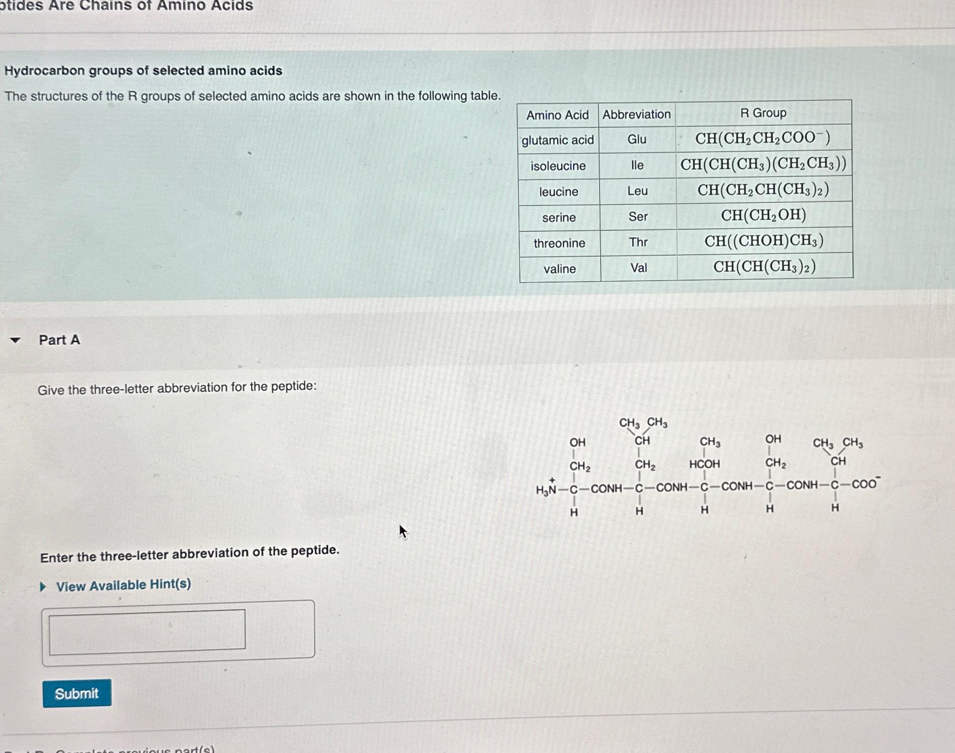 Solved otides Are Chains of Amino AcidsHydrocarbon groups of | Chegg.com