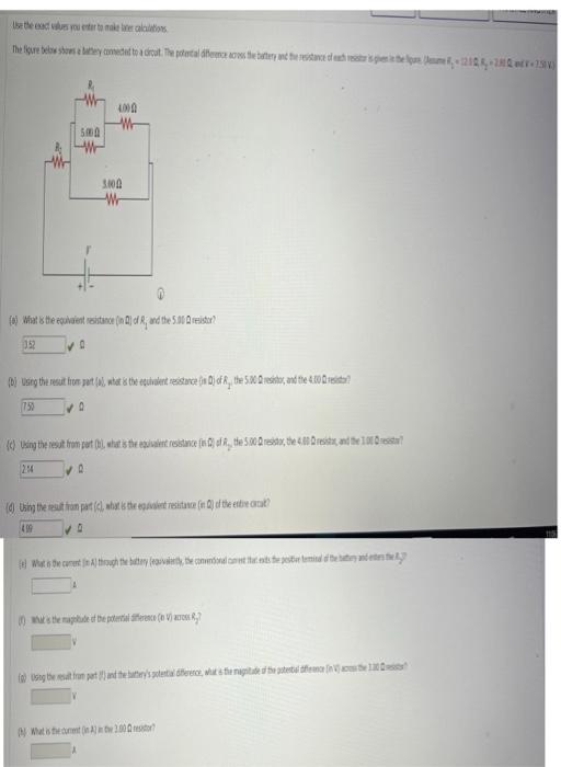 Solved Use the exact values you enter to make later | Chegg.com