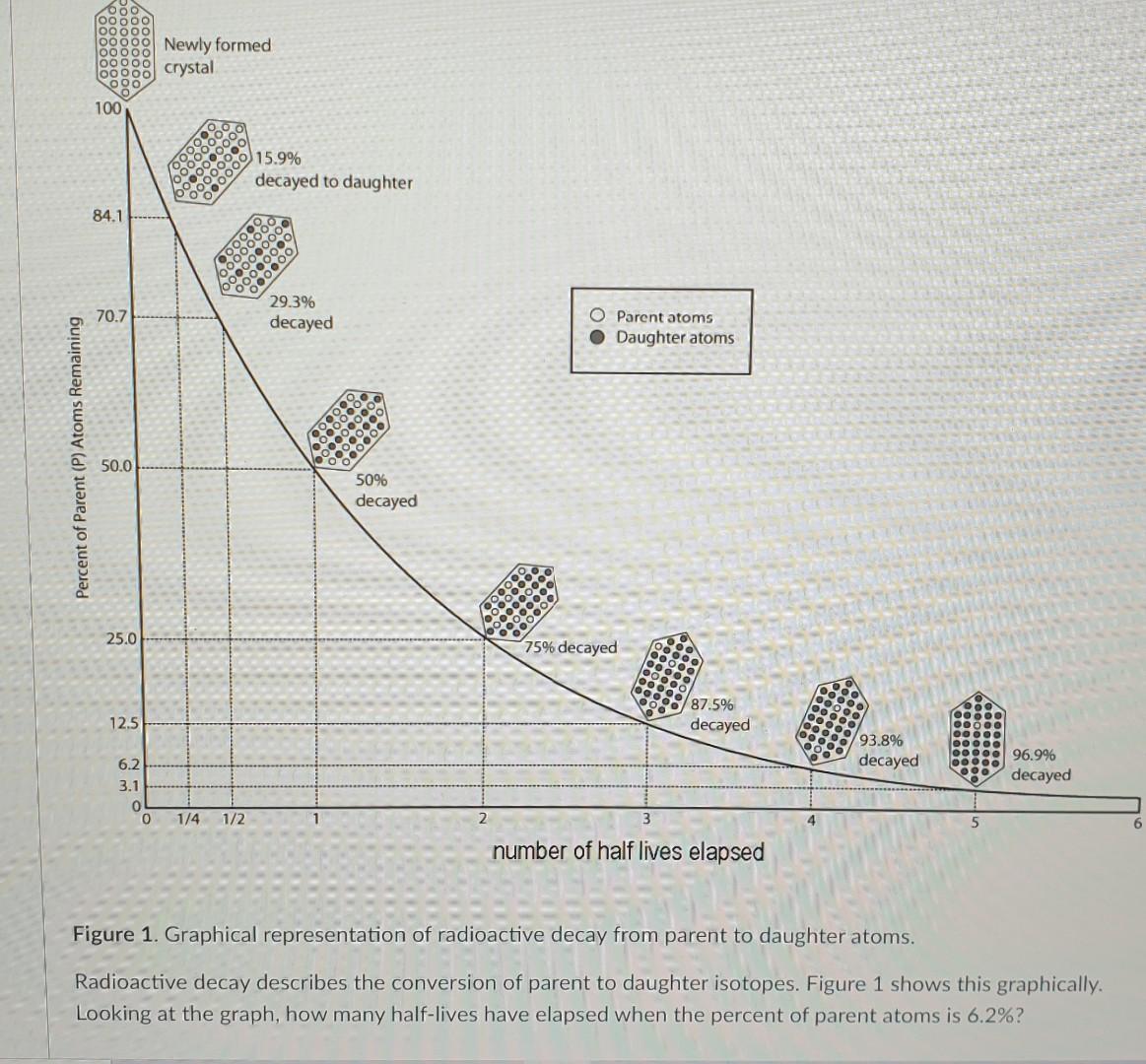 Solved Newly formed crystal 100 15.9% decayed to daughter | Chegg.com