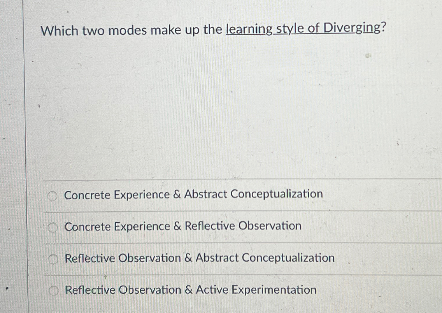 Solved Which two modes make up the learning style of | Chegg.com