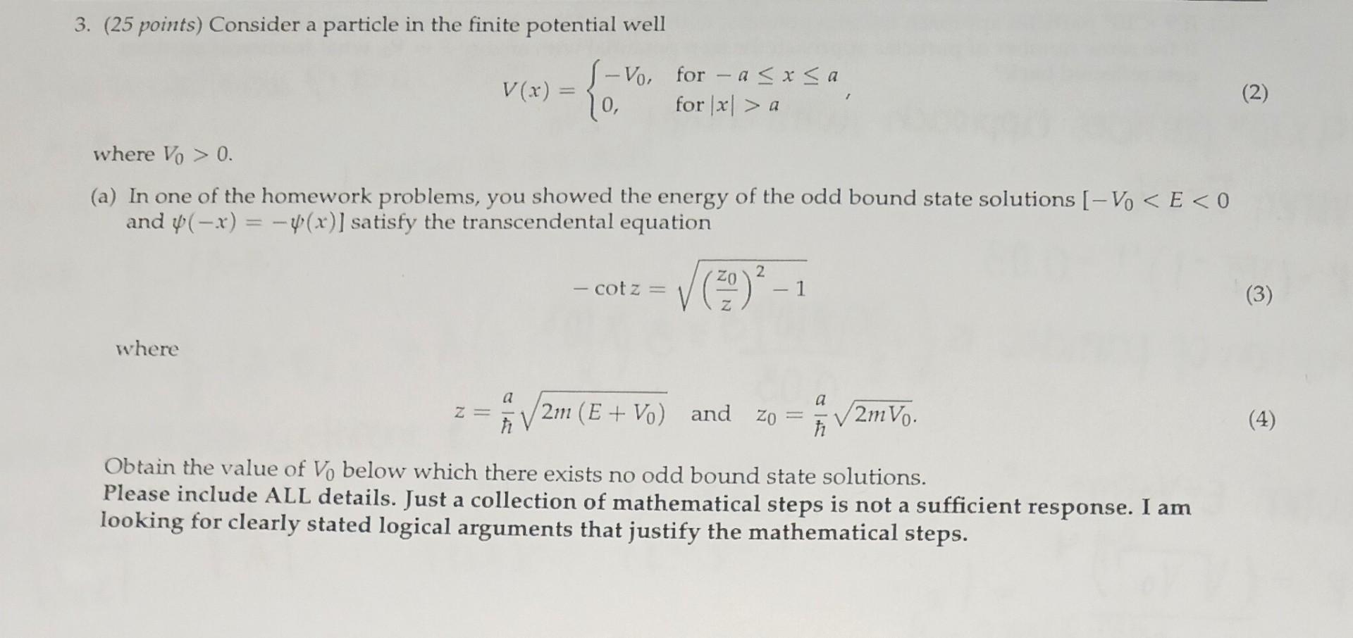 Solved 3. (25 points) Consider a particle in the finite | Chegg.com