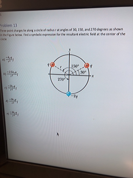 Solved Problem 13 Three point charges lie along a circle of | Chegg.com