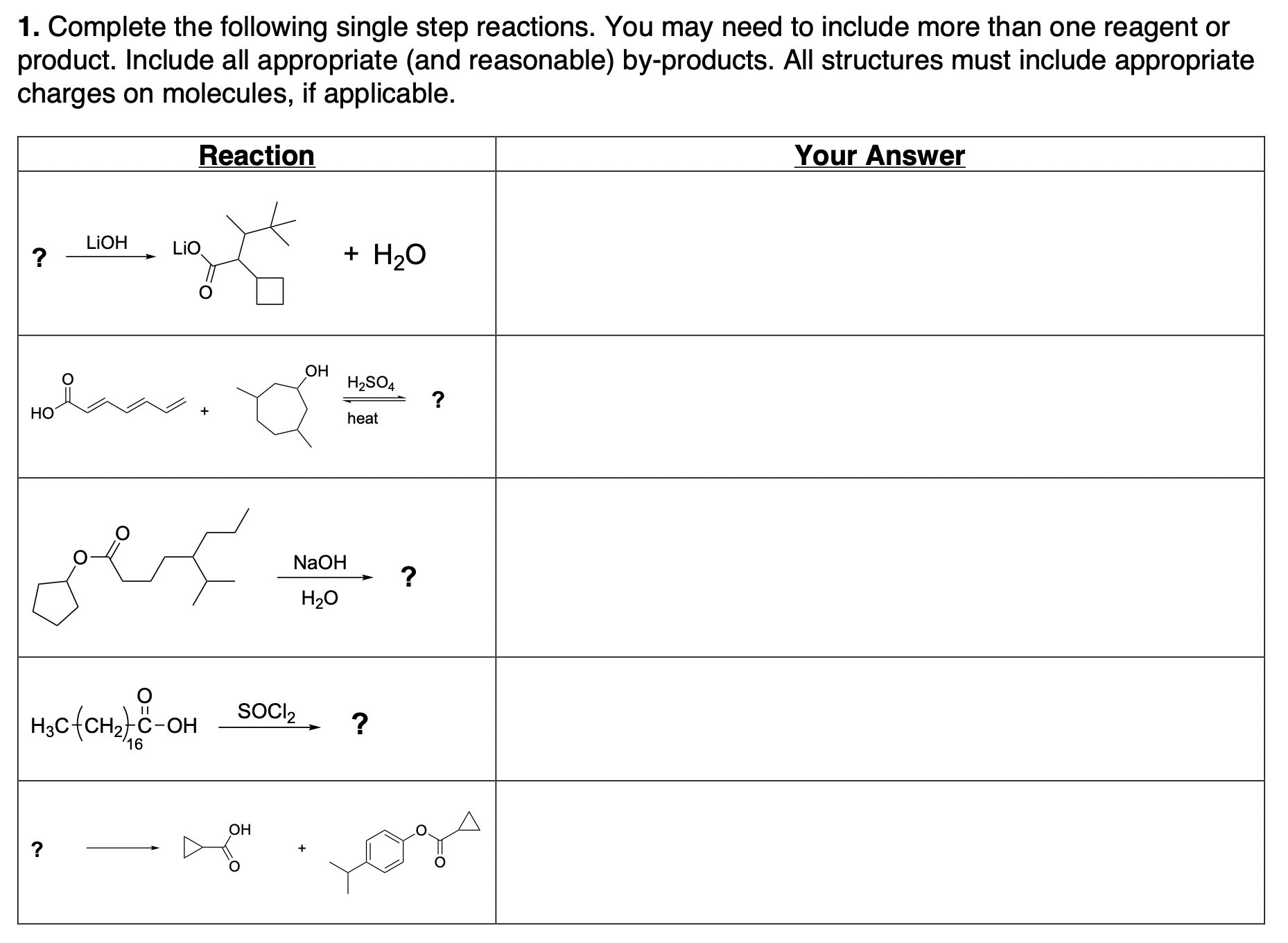 Solved 1. ﻿Complete the following single step reactions. You | Chegg.com