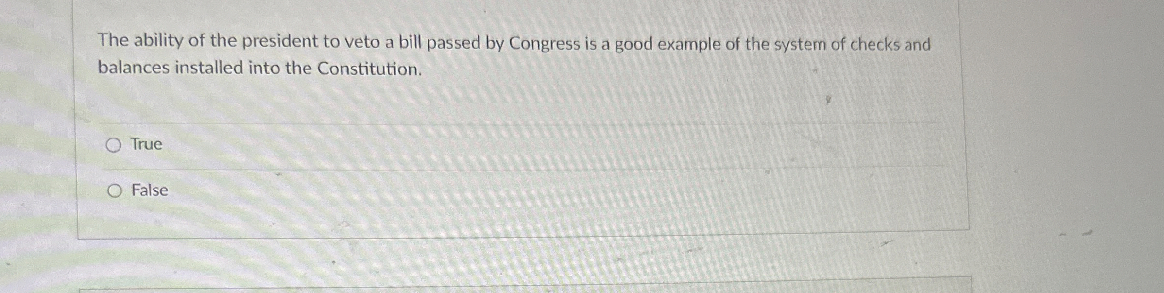 Solved The ability of the president to veto a bill passed by | Chegg.com