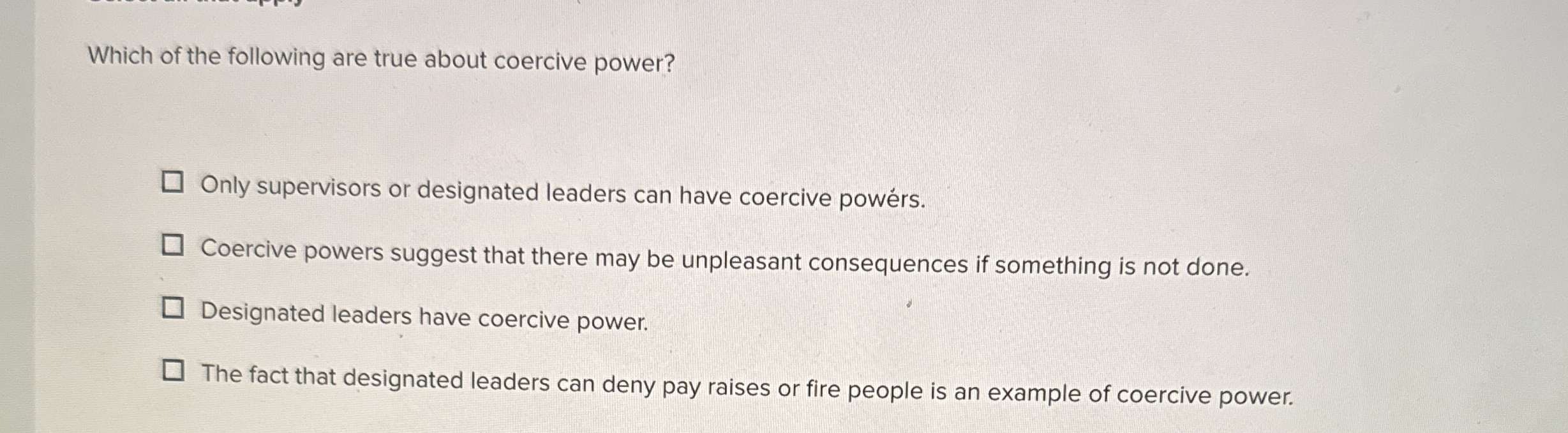 Solved Which of the following are true about coercive | Chegg.com