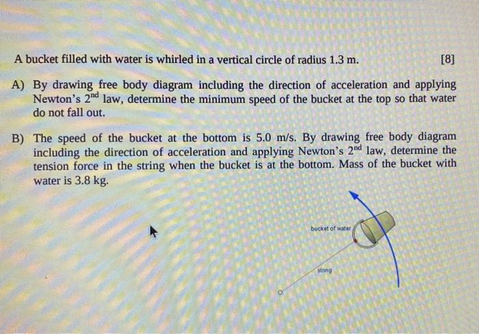 Solved A bucket filled with water is whirled in a vertical | Chegg.com