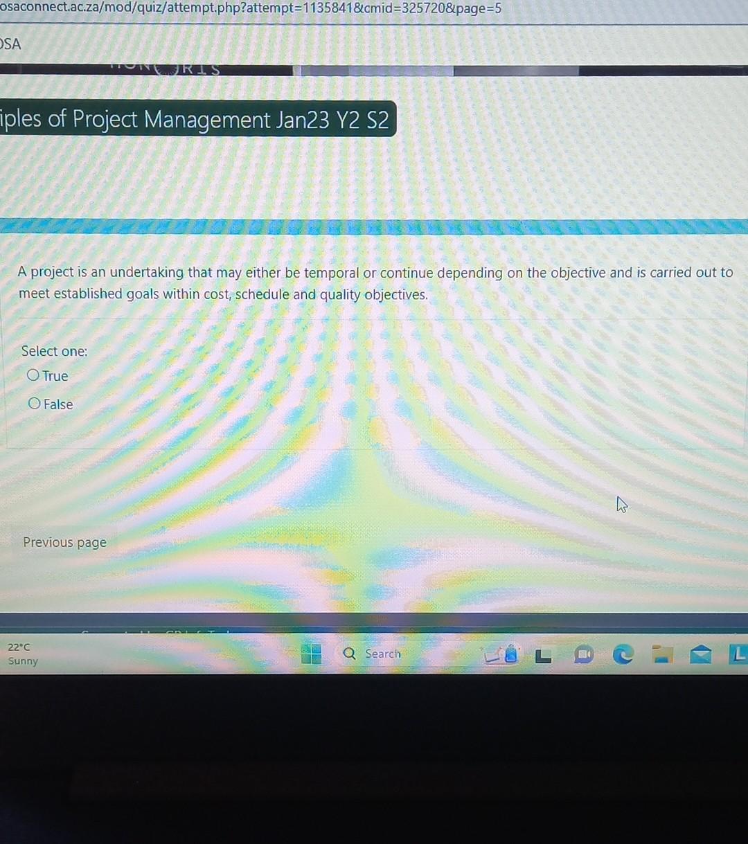 Solved A project is an undertaking that may either be | Chegg.com