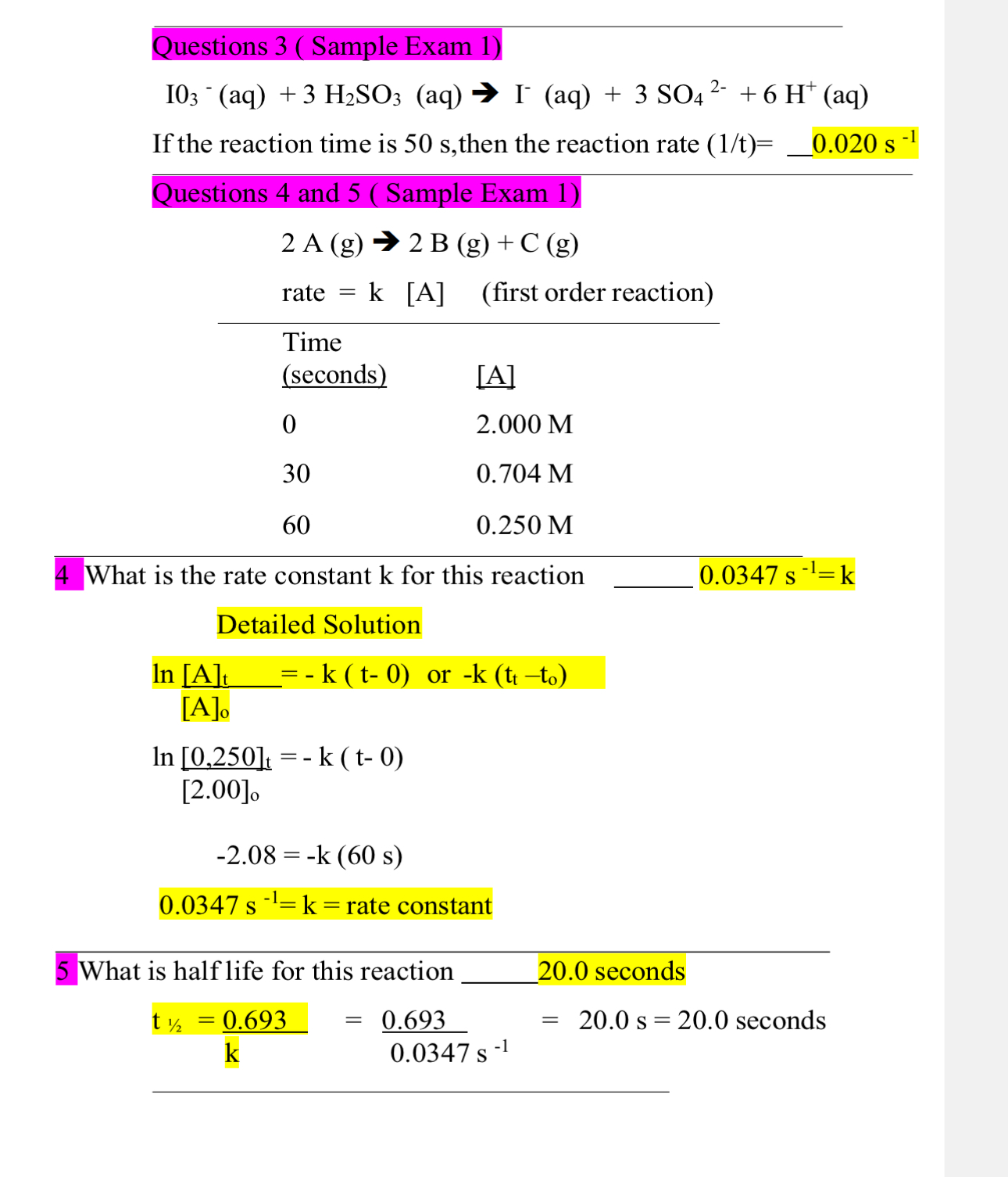Solved Questions 3 ( ﻿Sample Exam | Chegg.com