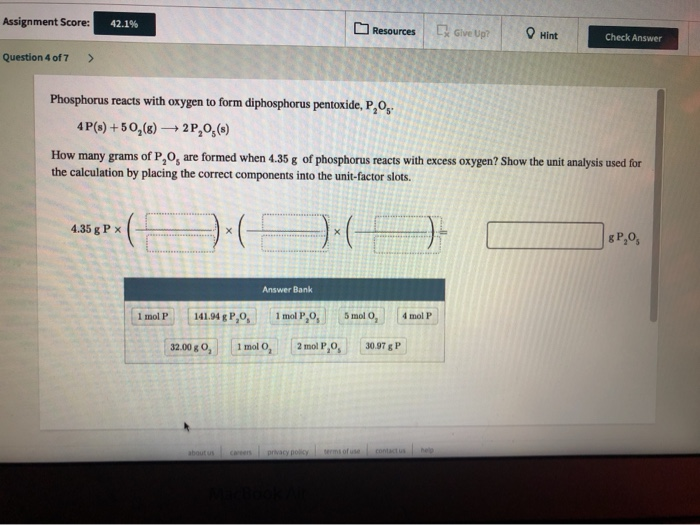 Solved Assignment Score: 42.1% Resources [ Give Up? Hint | Chegg.com