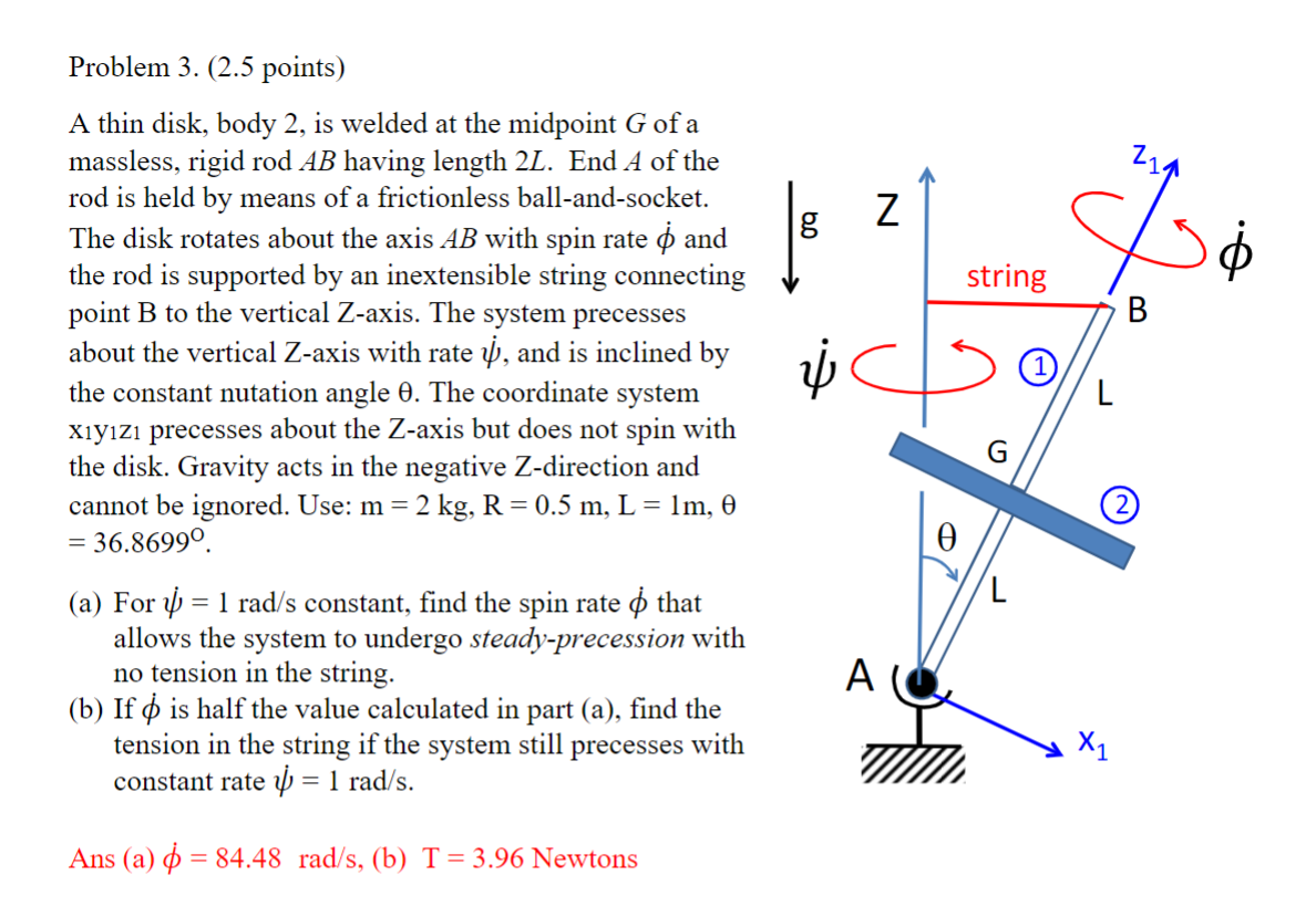 Solved Problem 3. (2.5 ﻿points)A thin disk, body 2, ﻿is | Chegg.com