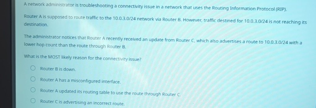 Solved A network administrator is troubleshooting a | Chegg.com