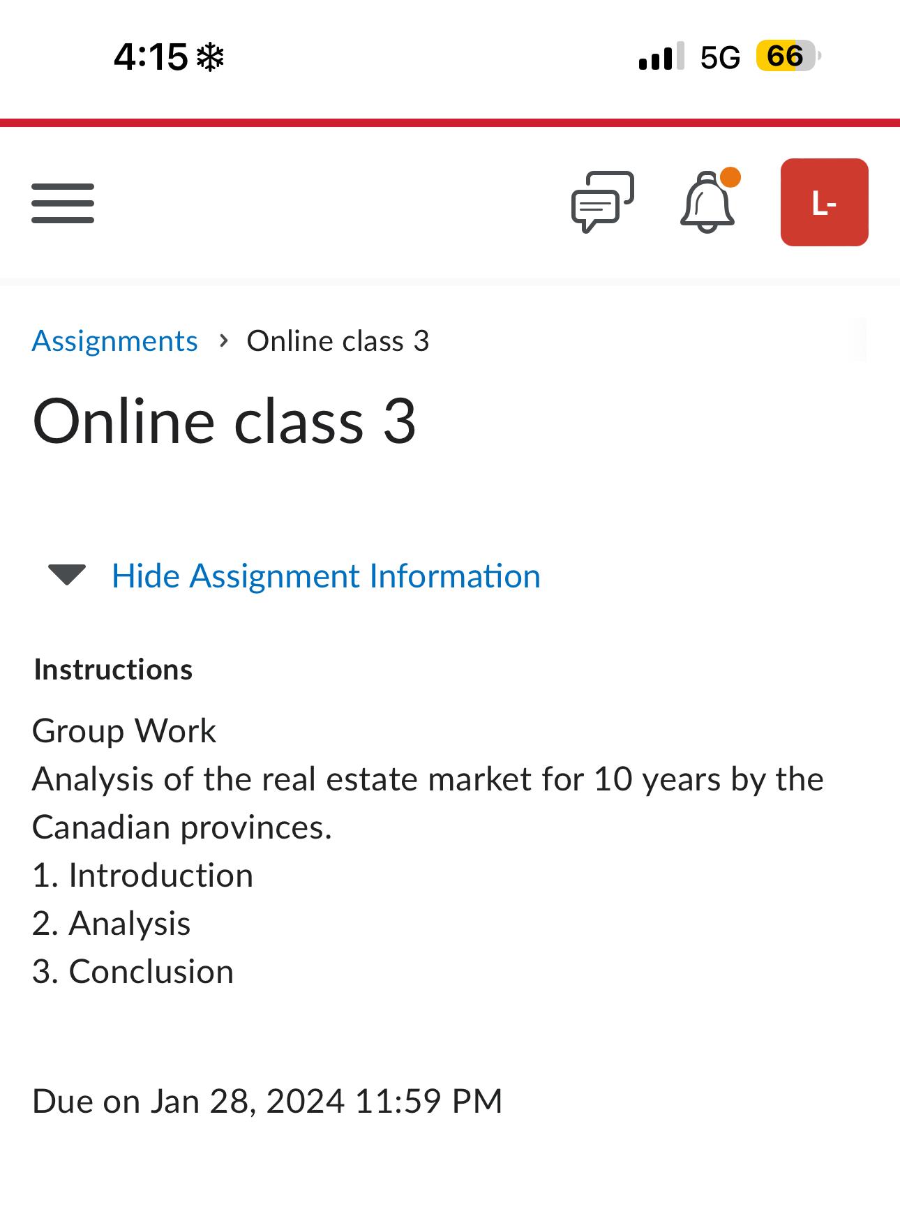 Solved 4:155G66Assignments > ﻿Online class 3Online class | Chegg.com
