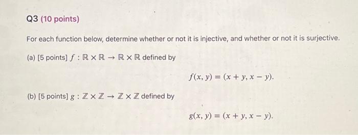 Solved Q3 (10 points) For each function below, determine | Chegg.com
