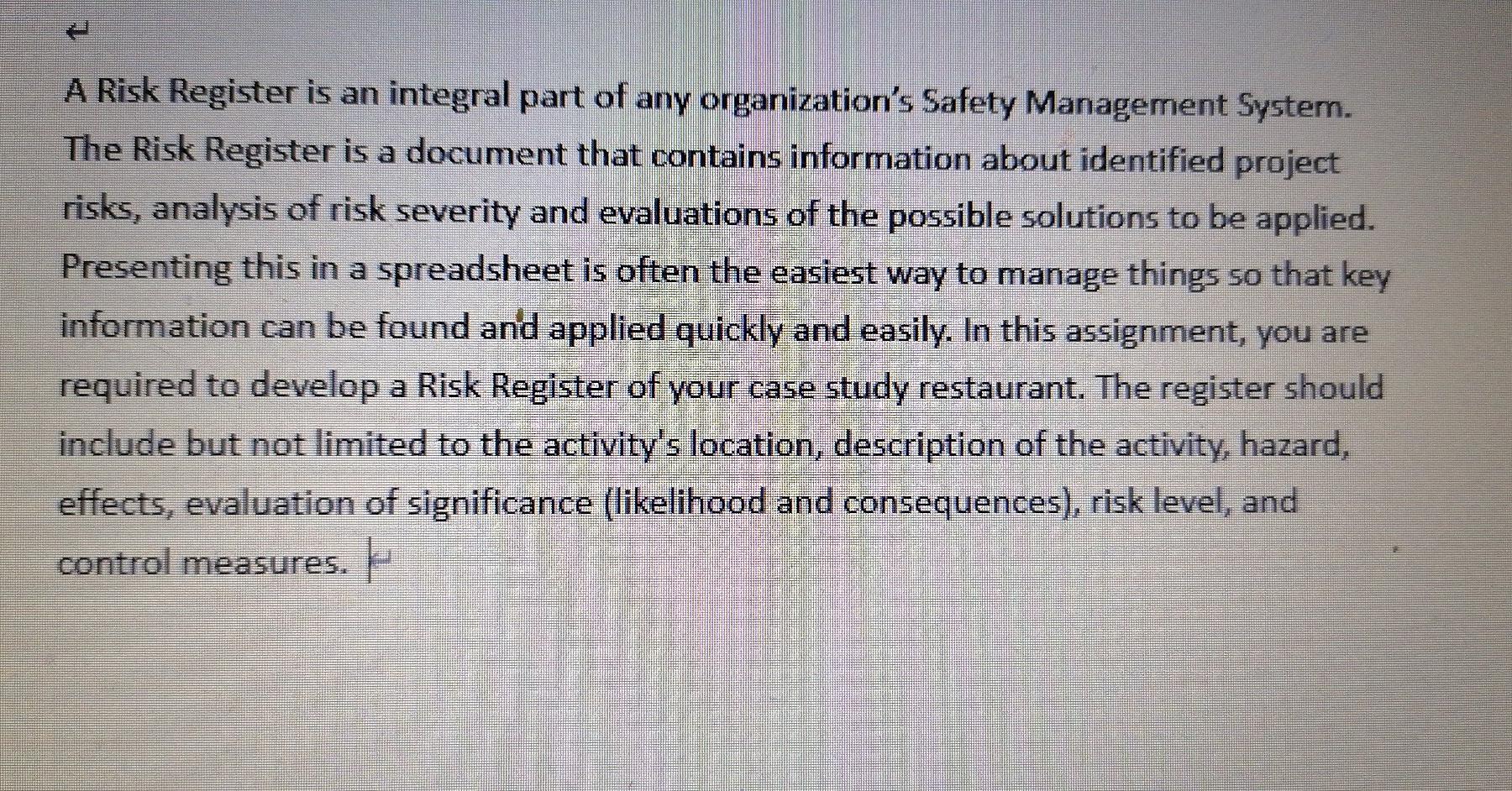 Solved A Risk Register is an integral part of any | Chegg.com