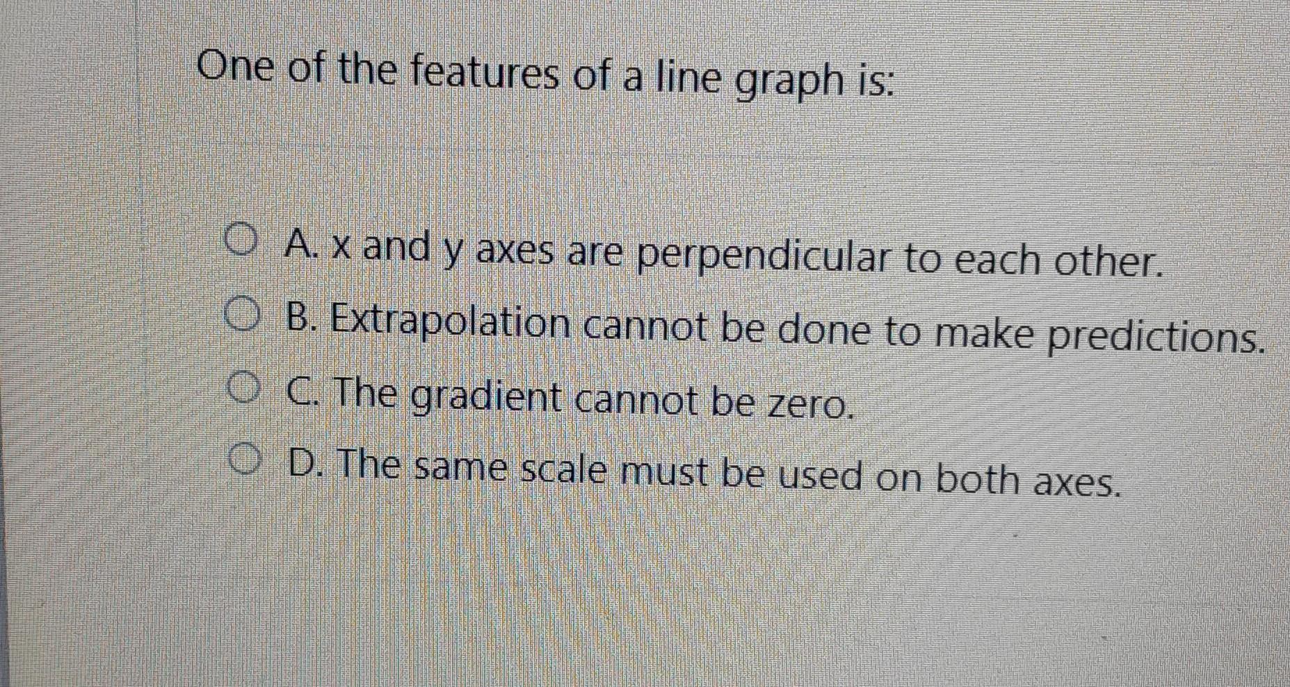 Solved One of the features of a line graph is: A. x and y | Chegg.com