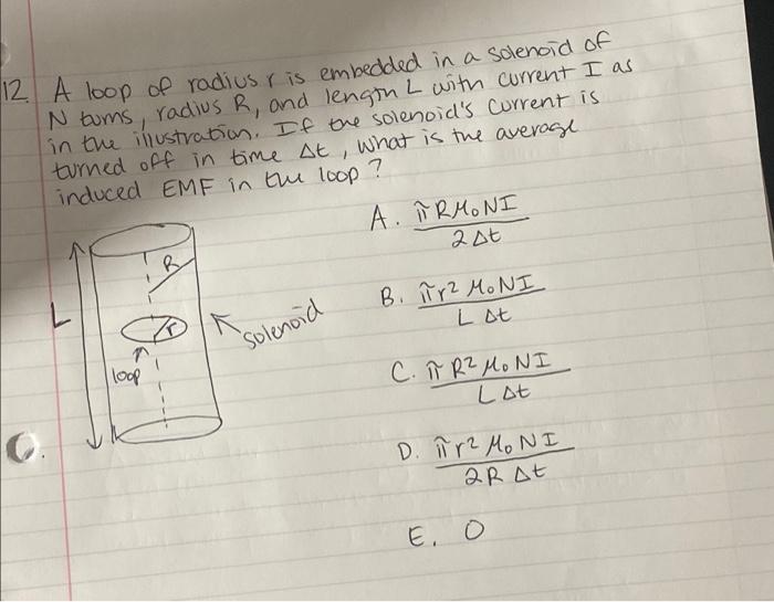 Solved 1 12 A loop of radius r is embedded in a solenoid of | Chegg.com