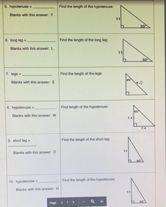Solved 5. hypotenuse - Find the length of the hypotenuse: | Chegg.com