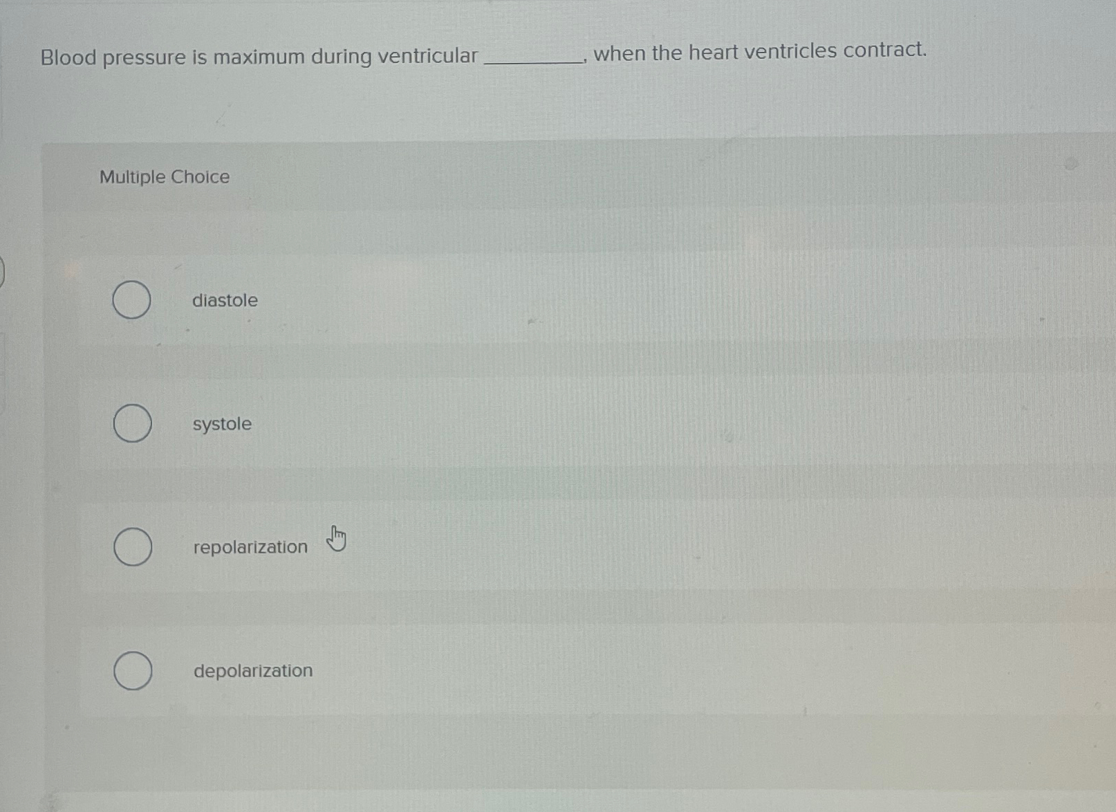 Solved Blood pressure is maximum during ventricular when the | Chegg.com