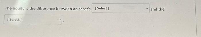 The equity is the difference between an asset's | Chegg.com