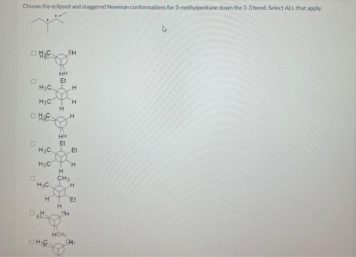 Solved Choose the eclipsed and staggered Newman | Chegg.com