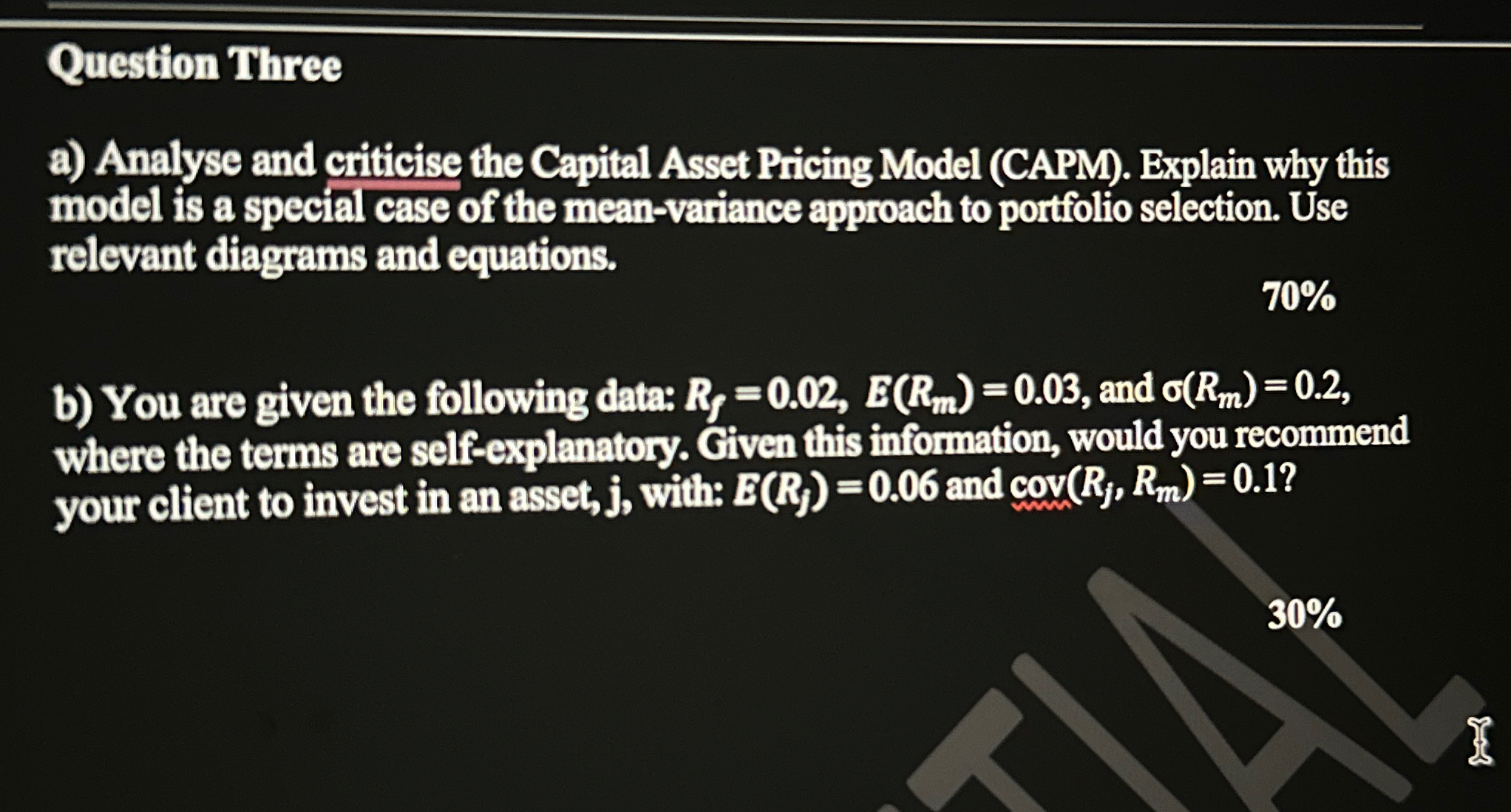 Solved Question Threea) ﻿Analyse and criticise the Capital | Chegg.com