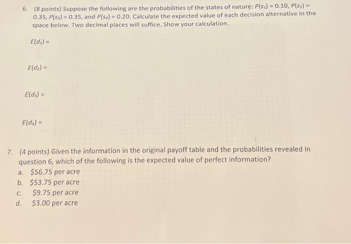 Solved 6. ( 8 points) Suppose the following are the | Chegg.com