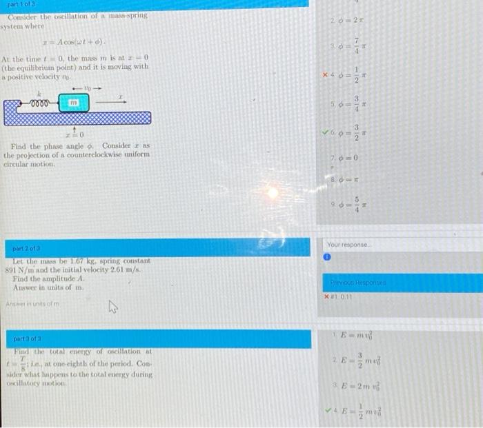 Solved part 1 of 3 Consider the oscillation of mapring | Chegg.com