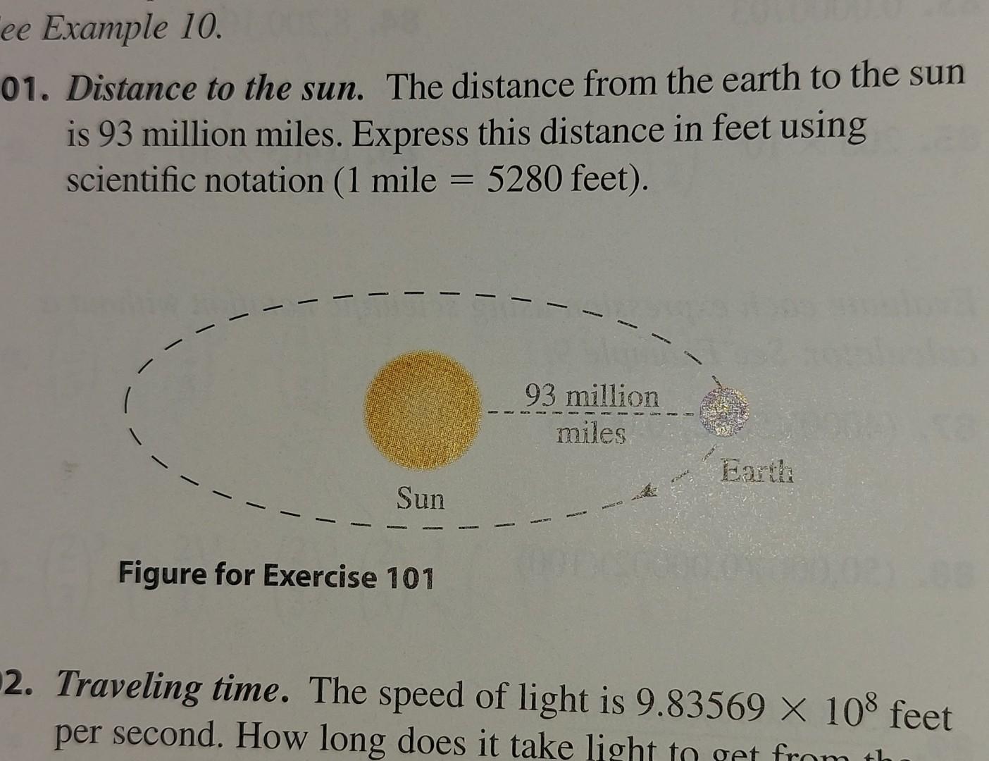 Solved 01. Distance to the sun. The distance from the earth | Chegg.com