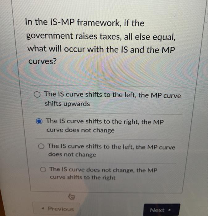 Solved In the IS-MP framework, if the government raises | Chegg.com