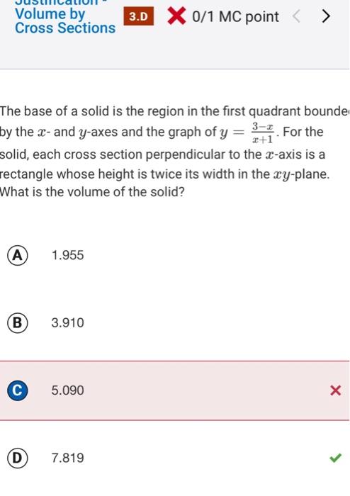 Solved The base of a solid is the region in the first | Chegg.com