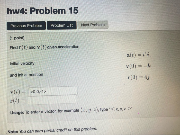 Solved hw4: Problem 15 Previous Problem Problem List Next | Chegg.com