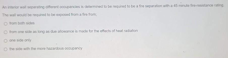 Solved An interior wall separating different occupancies is | Chegg.com