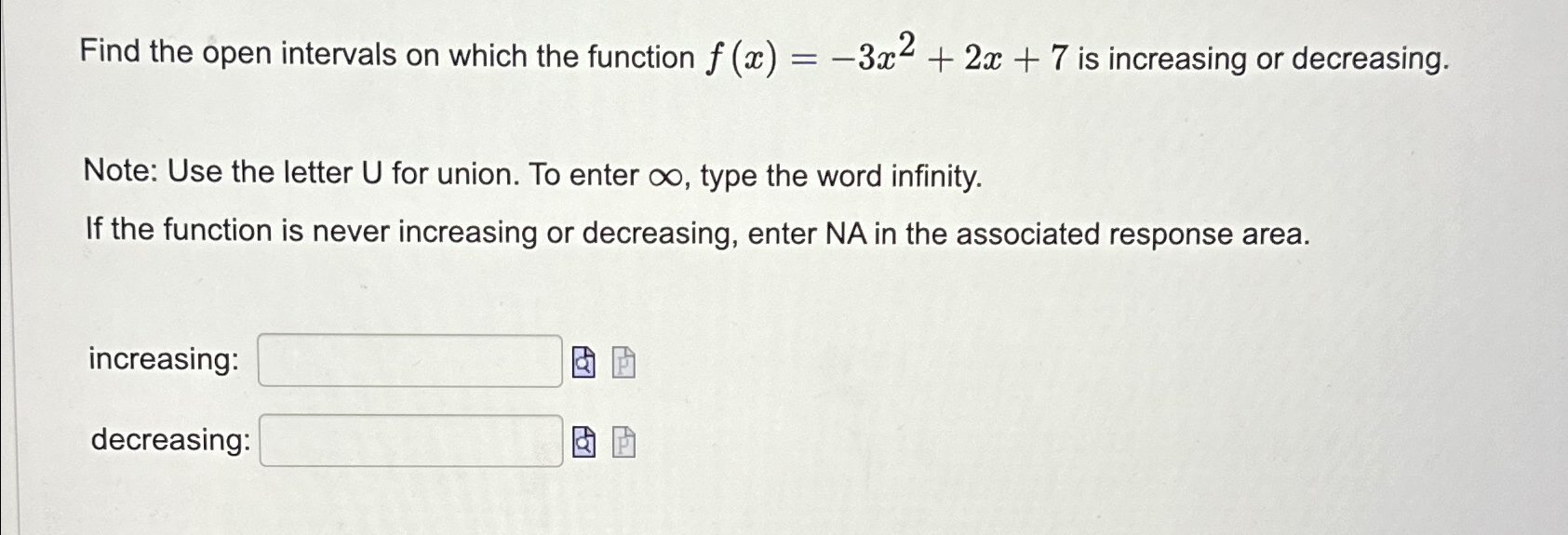 Solved Find the open intervals on which the function | Chegg.com