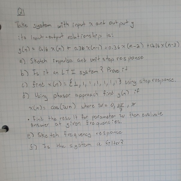 Solved Take system with input x and out put y its | Chegg.com