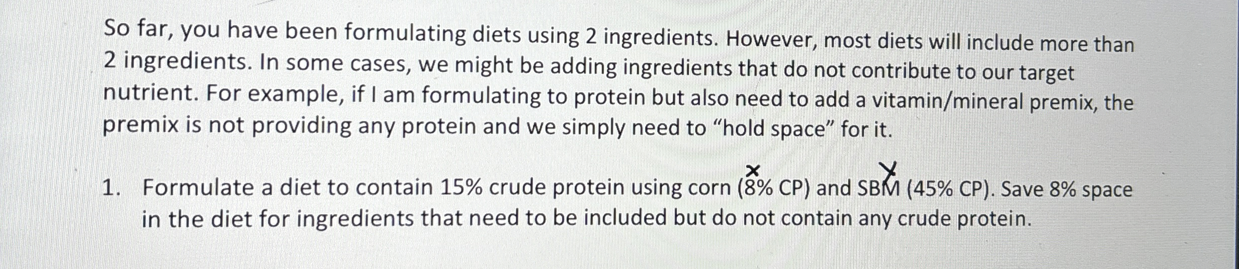 Solved So far, you have been formulating diets using 2 | Chegg.com
