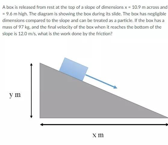 Solved A box is released from rest at the top of a slope of | Chegg.com